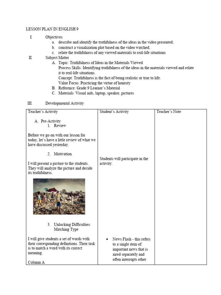 Analyzing Truthfulness in Media | PDF | Meal | Lesson Plan