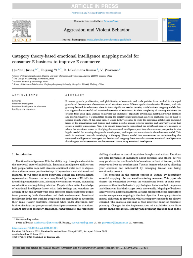 Category theory-based emotional intelligence mapping model for consumer ... Category theory-based emotional intelligence mapping model for consumer ...