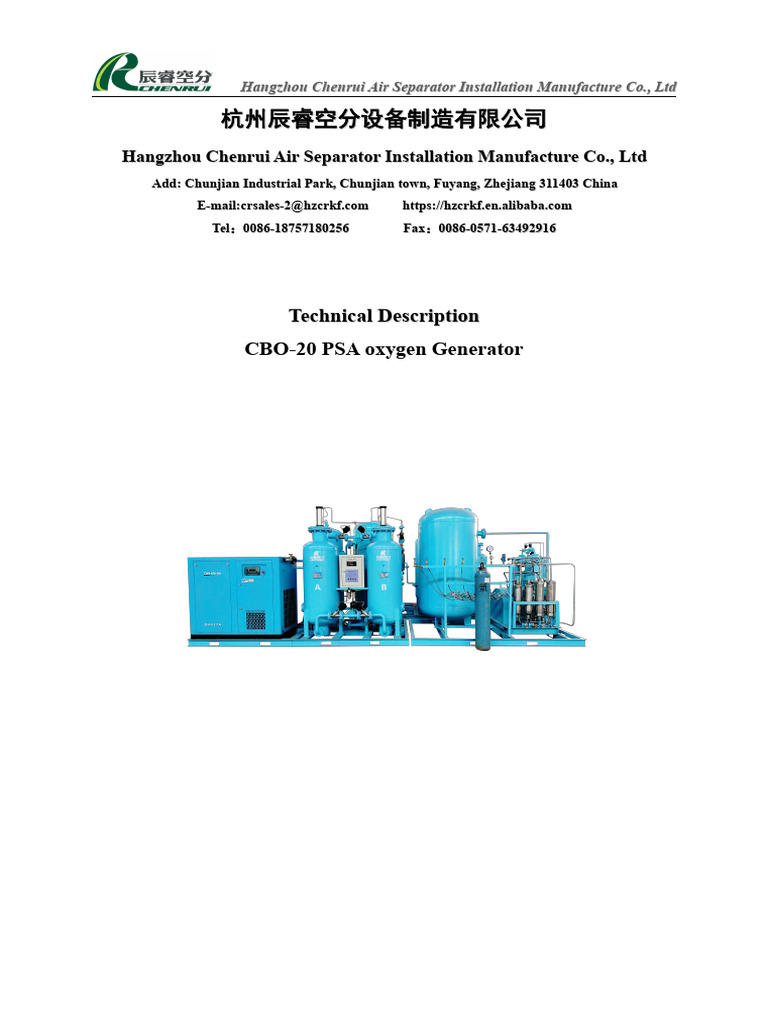 CBO-20 PSA oxygen Generator | PDF | Carbon Dioxide | Transparent Materials