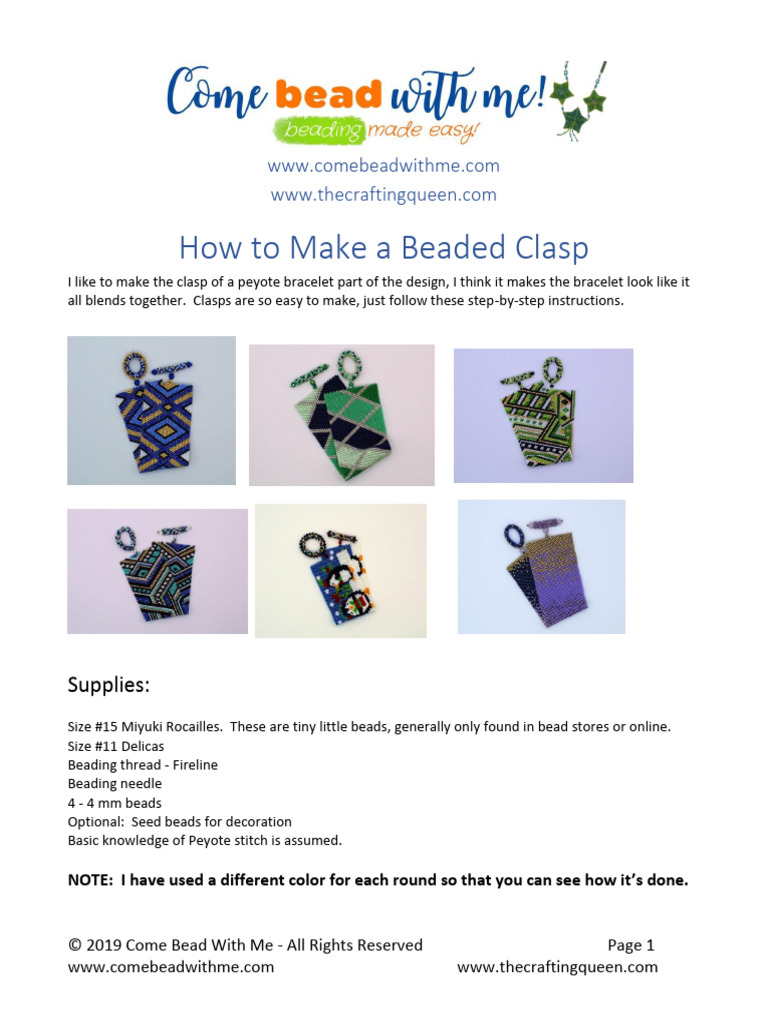 Beaded Clasp Tutorial | PDF | Textile Arts | Crafts