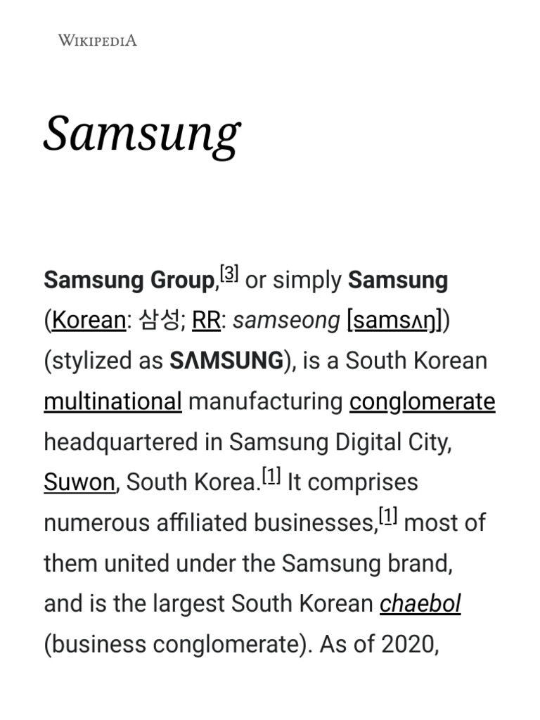 Samsung - Wikipedia | PDF | Samsung | Samsung Electronics