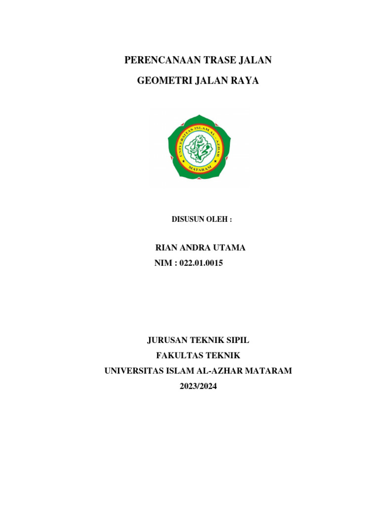 Tubes Geometri Trase Jalan | PDF