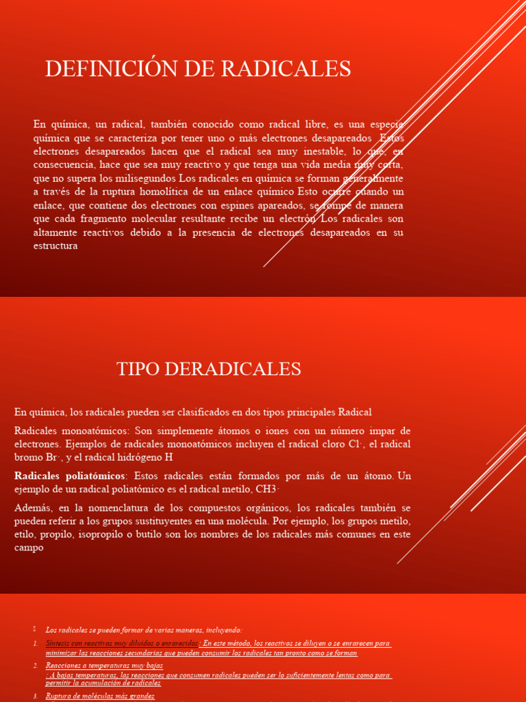 Definición y Tipos de Radicales Químicos | PDF | Radical (Química ...