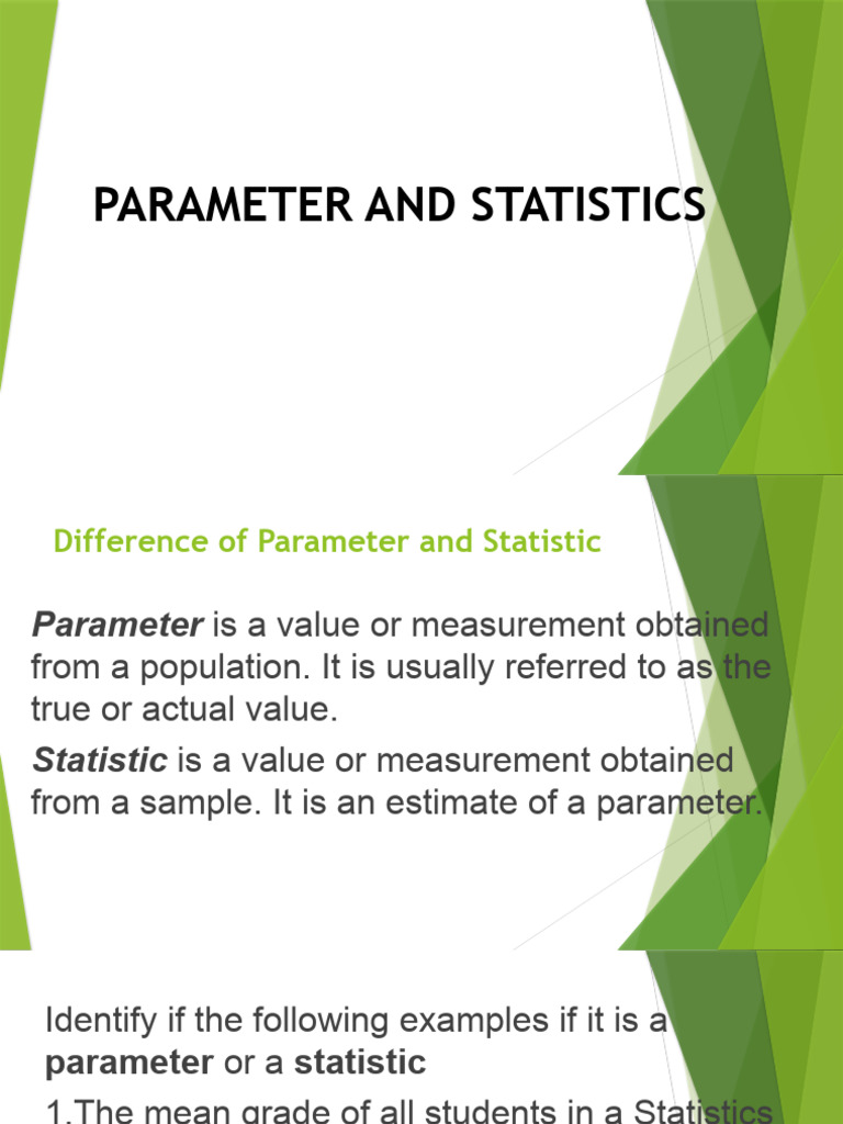 Parameters vs. Statistics Explained | PDF | Statistic | Sampling ...