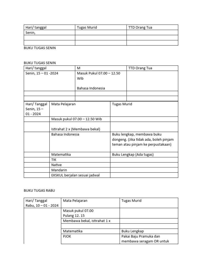 Tugas Harian Kelas 4 SD | PDF