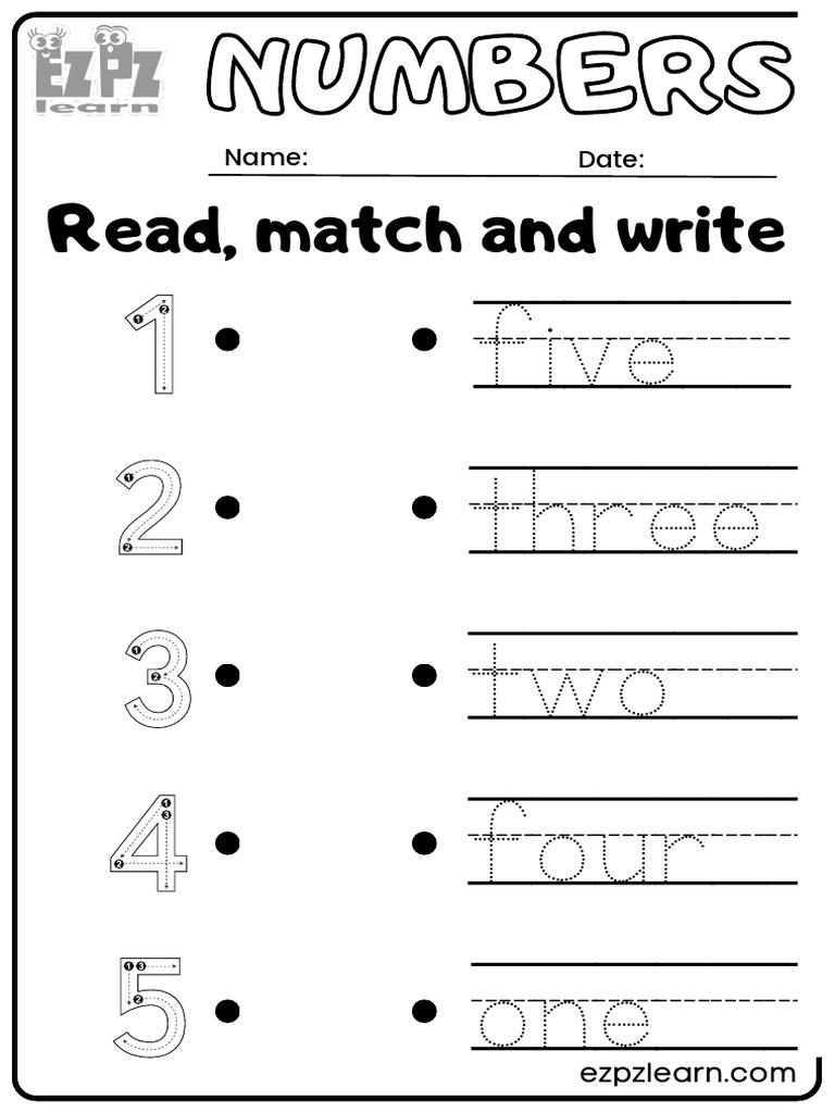 Numbers Read and Match 1 To 10 | PDF
