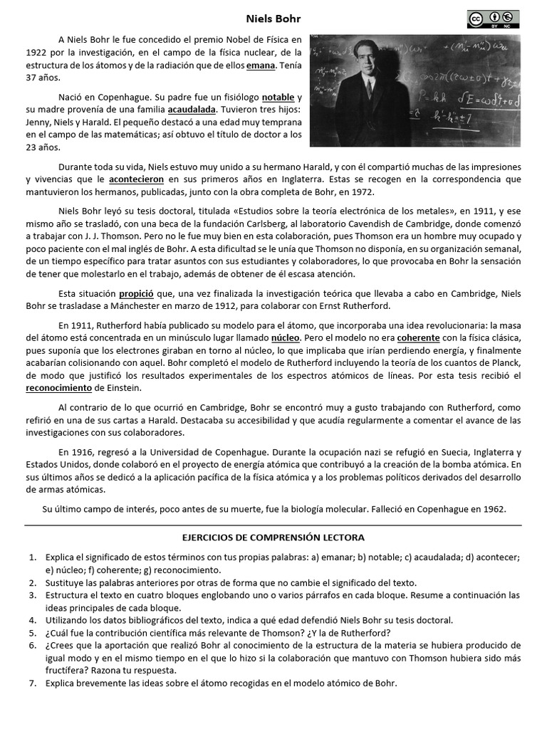 Biografía de Niels Bohr y su legado | PDF | Niels Bohr | Núcleo atómico