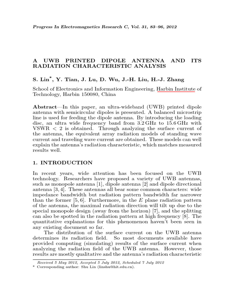 4. a UWB Printed Dipole Antenna and Its Radiation | PDF | Ultra ...