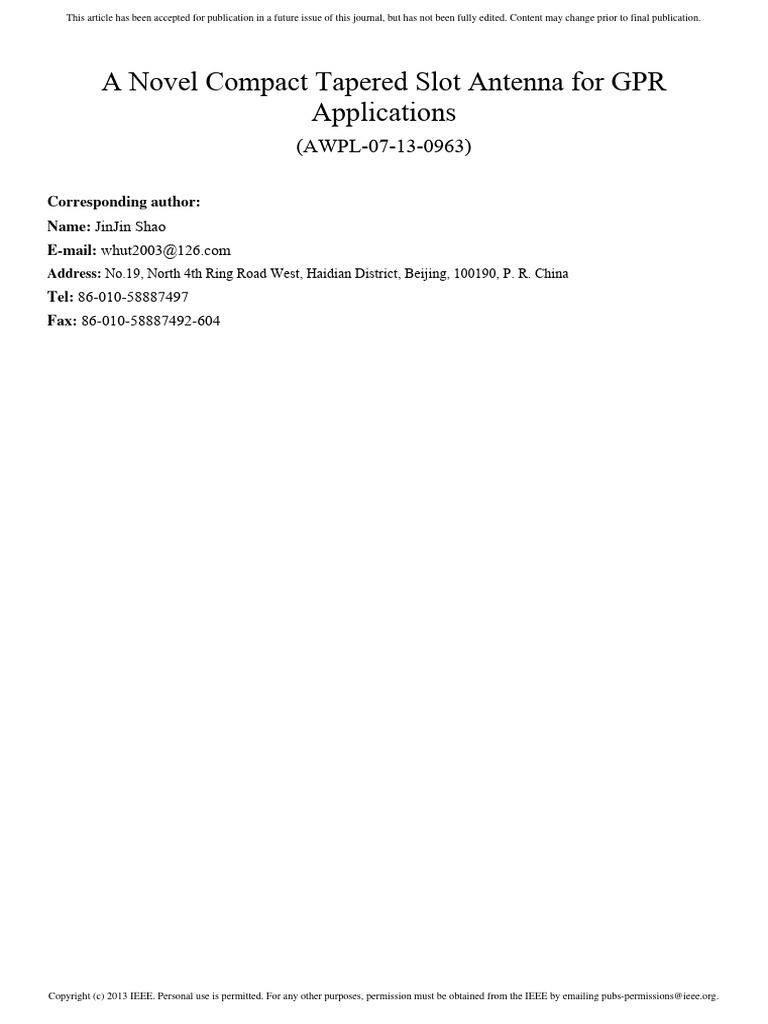 A Novel Compact Tapered-Slot Antenna For GPR Applications | PDF ...