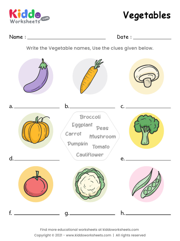 Vegetables Worksheet | PDF