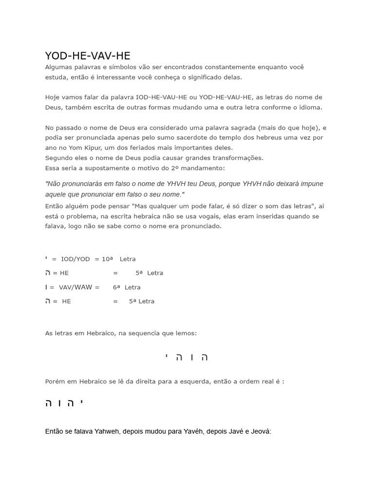 Yod He Vav He | PDF