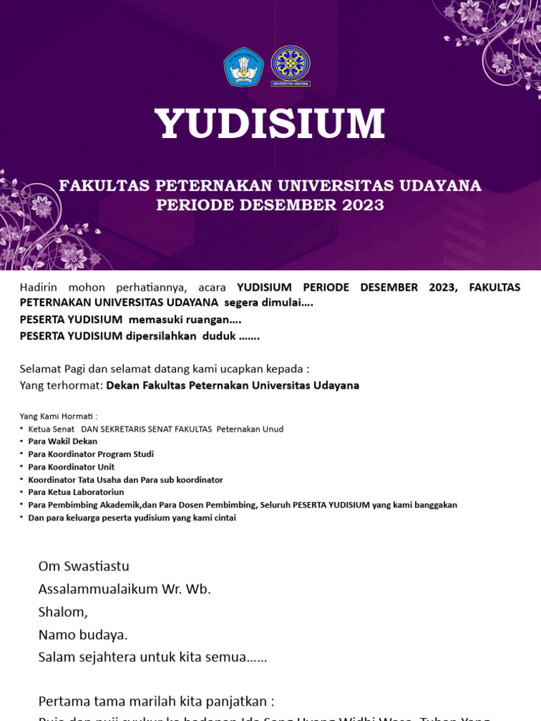 Teks MC Yudisium Fapet Unud Desember 2023 | PDF | Kesehatan Holistik