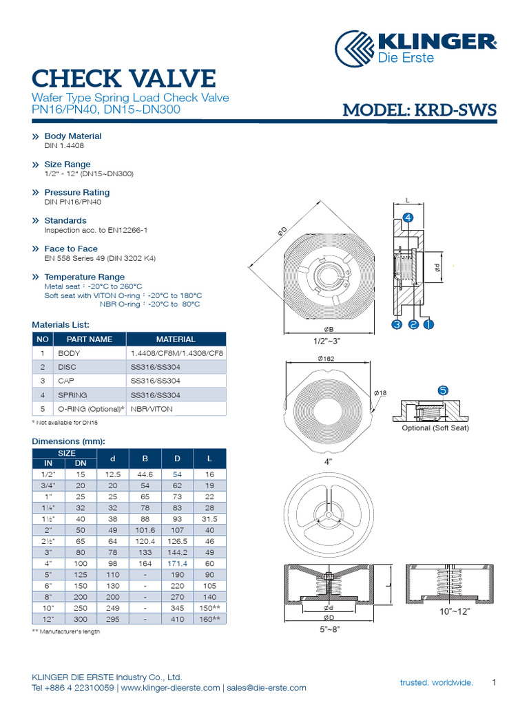 Check Valve - KRD SWS - Data Sheet | PDF | Valve | Hydraulics
