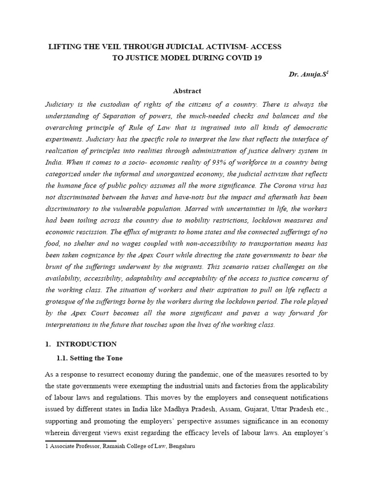 Lifting The Veil Through Judicial Activism | PDF | Overtime | Employment