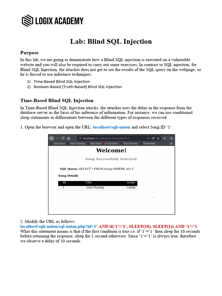 005 Lab-Blind-SQLi-WebAppSecurity | PDF | Data | Software Engineering