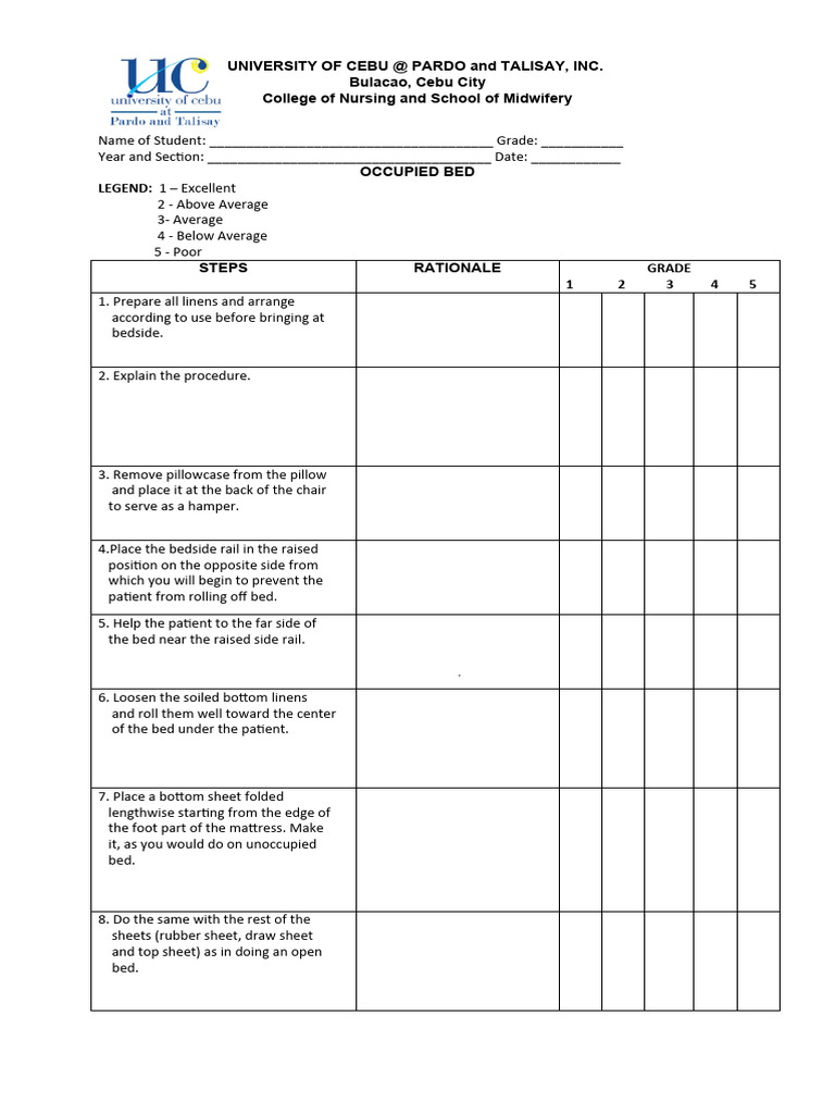 BEDBEDMAKING-CHECKLIST-1 | PDF | Bed | Bedding