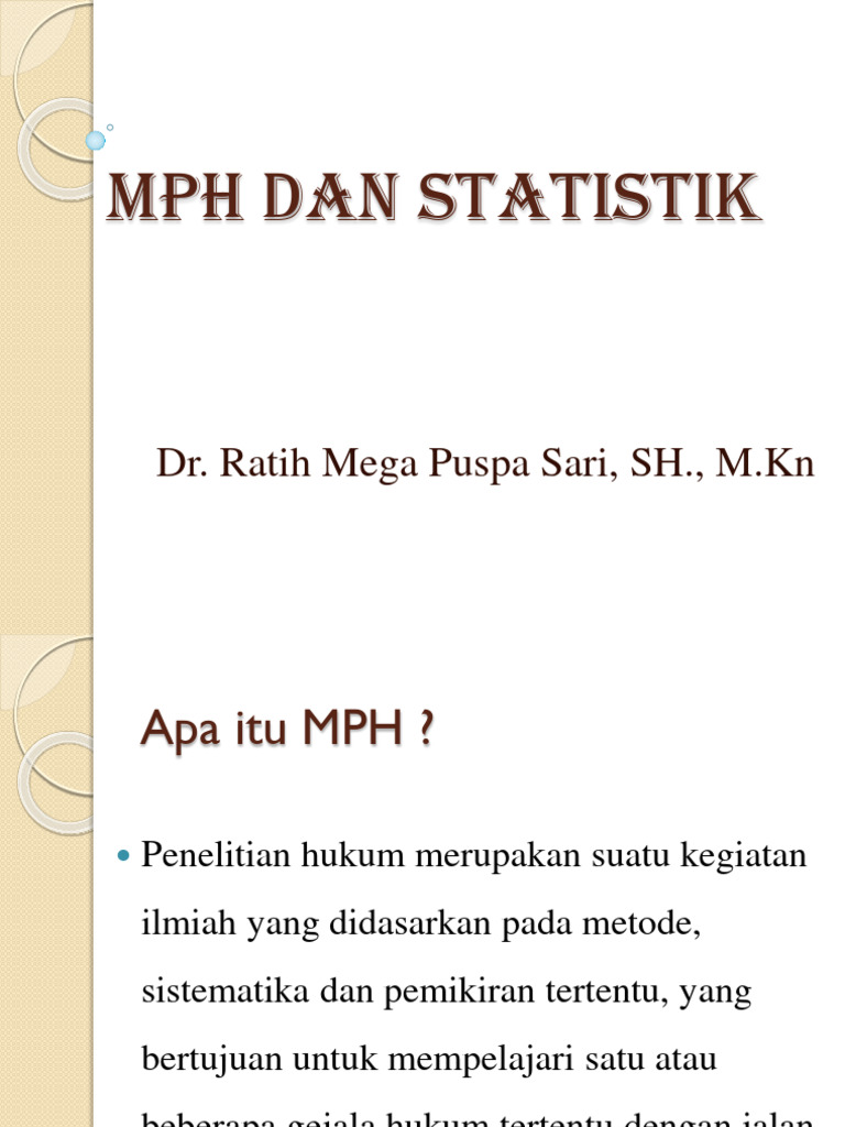MPH DAN STATISTIK (Sesi 1) | PDF