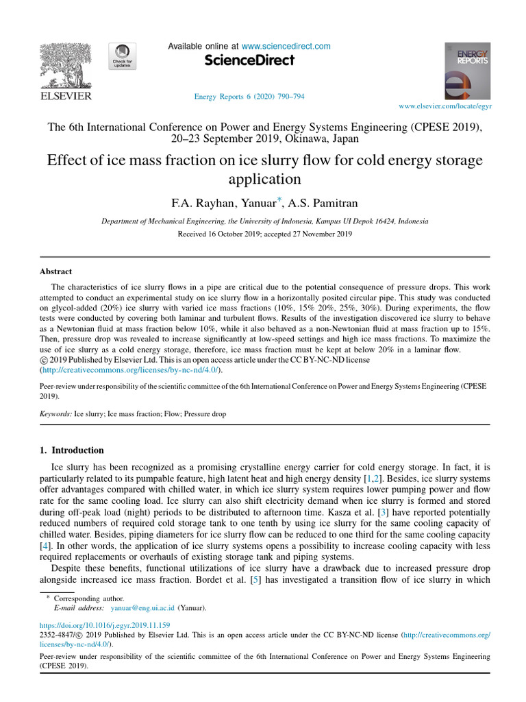 1 - Effect of Ice Mass Fraction On Ice Slurry Flow For Cold Energy ...