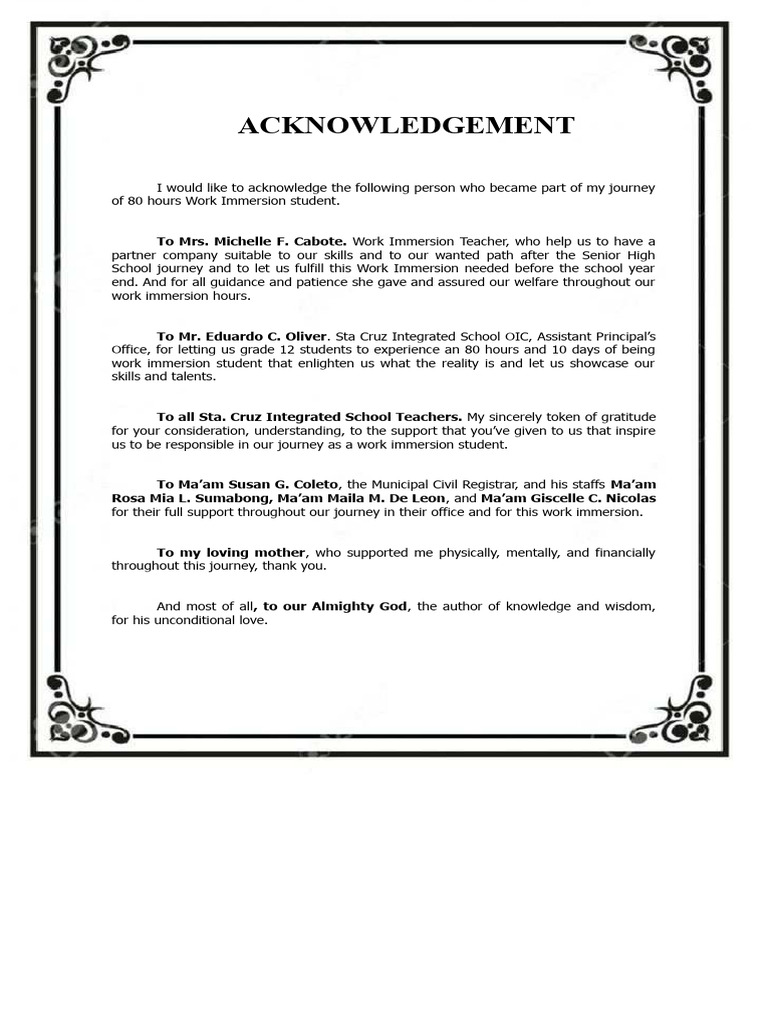 ACKNOWLEDGEMENT | Download Free PDF | Behavior Modification | Learning