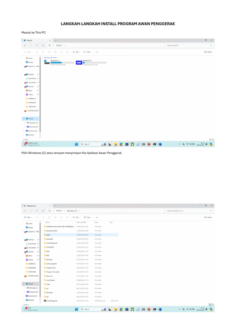 Langkah-Langkah Install Program Awan Penggerak | PDF