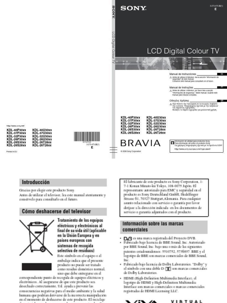 LCD Digital Colour TV: Manual de Instrucciones | PDF | Televisión ...