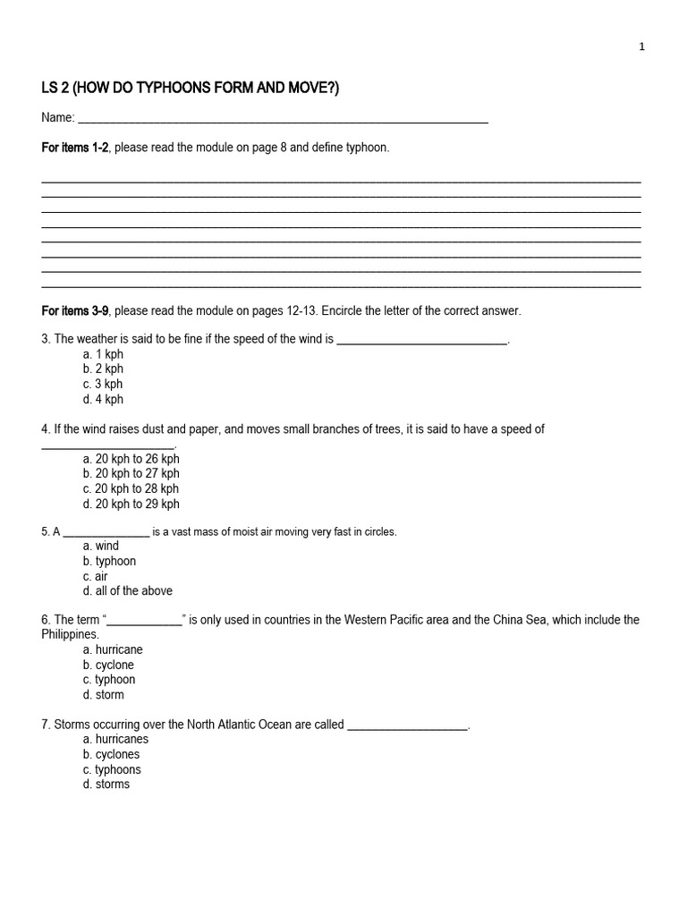 Typhoon Basics for Students | PDF | Tropical Cyclones | Wound