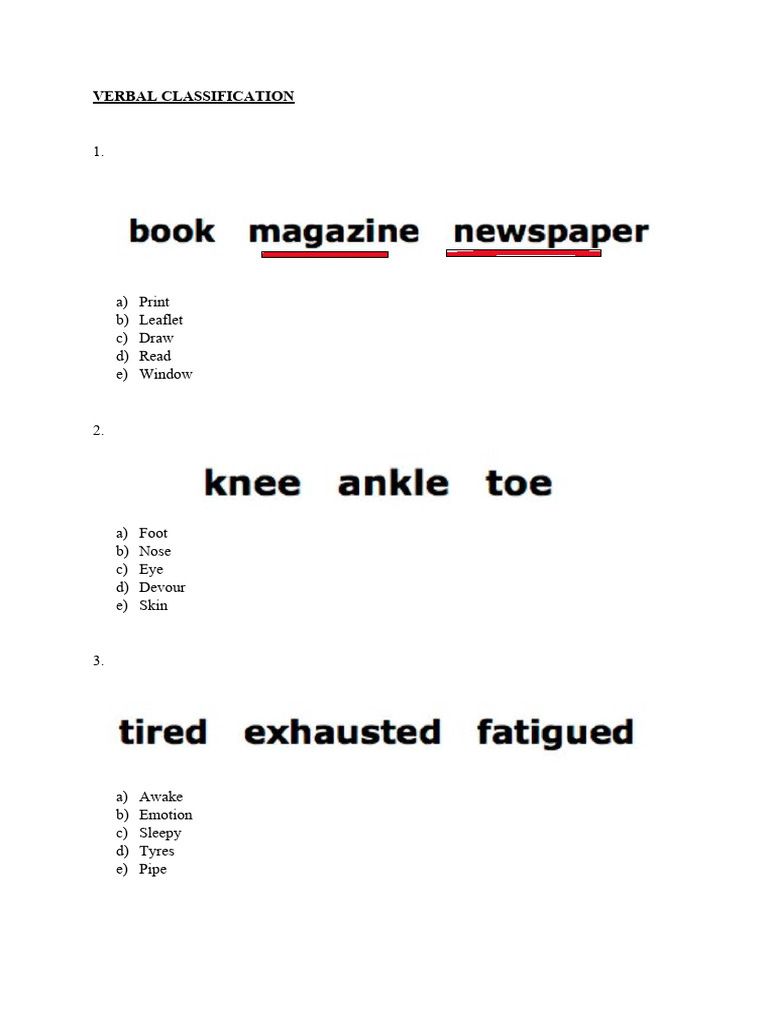 Verbal Classification (Done) | PDF
