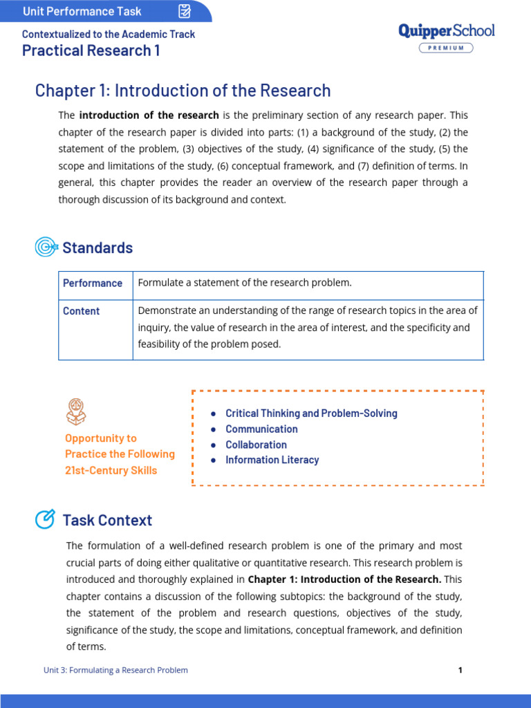 FINAL (UPT) - PR1 11 - 12 - Unit 3 - Formulating Research Problem | PDF ...