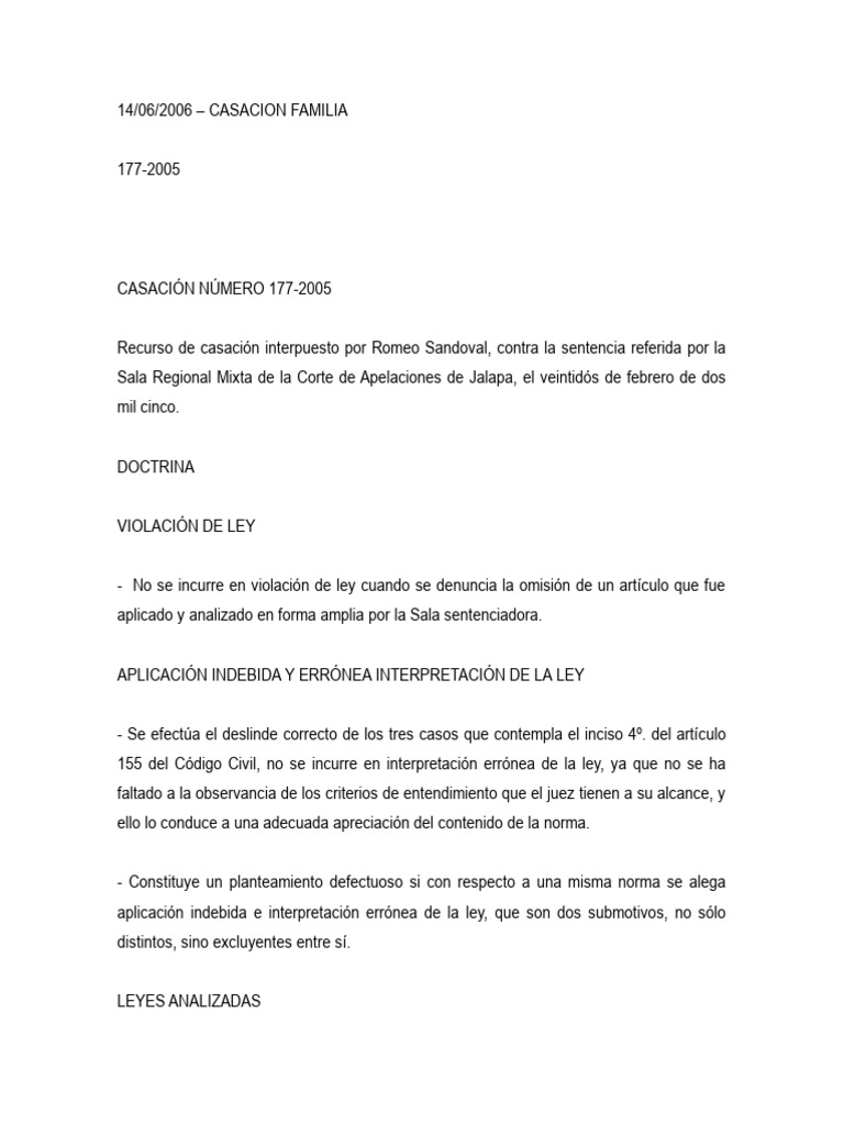 177-2005 Sentencia Casación Ausencia Inmotivada | PDF | Divorcio ...