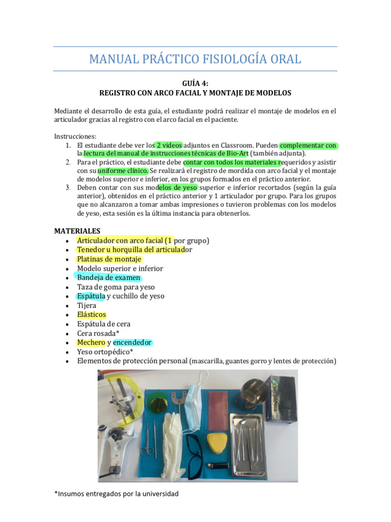 Guía 4 - Montaje en Articulador | PDF Guía 4 - Montaje en Articulador | PDF