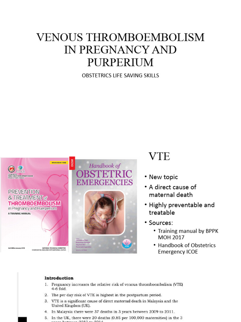 Olss Hsb Venous Thromboembolism in Pregnancy and Purperium | PDF