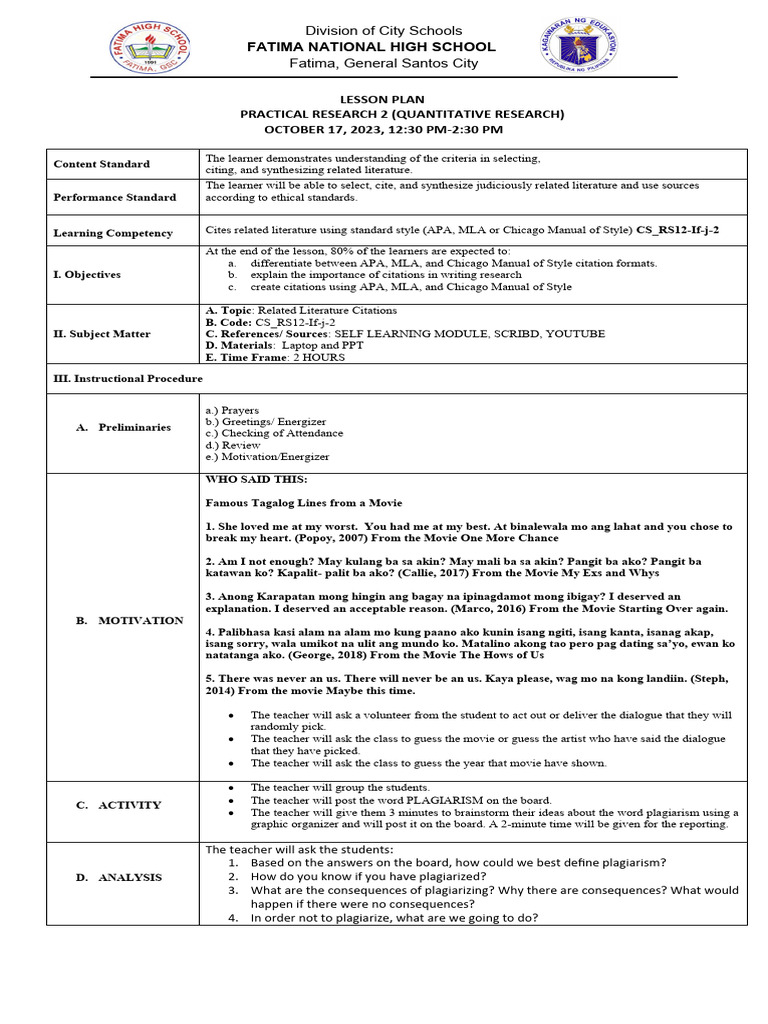Lesson Plan COT PR2 (AutoRecovered) | PDF
