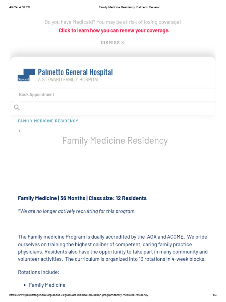 Family Medicine Residency - Palmetto General | PDF | Family Medicine ...