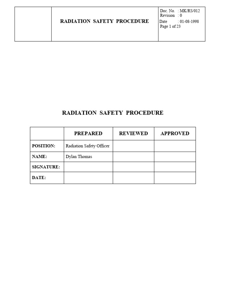 Radiation Safety Procedure | PDF | Ionizing Radiation | Radiation ...