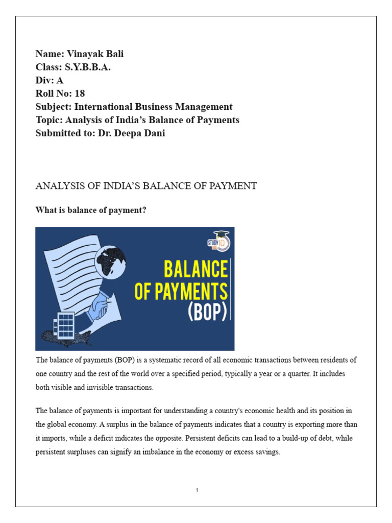India's BOP | PDF | Balance Of Payments | Capital Account