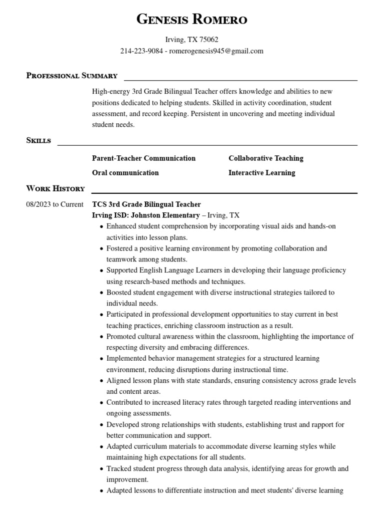 genesis romero resume | PDF | Learning | Behavior Modification