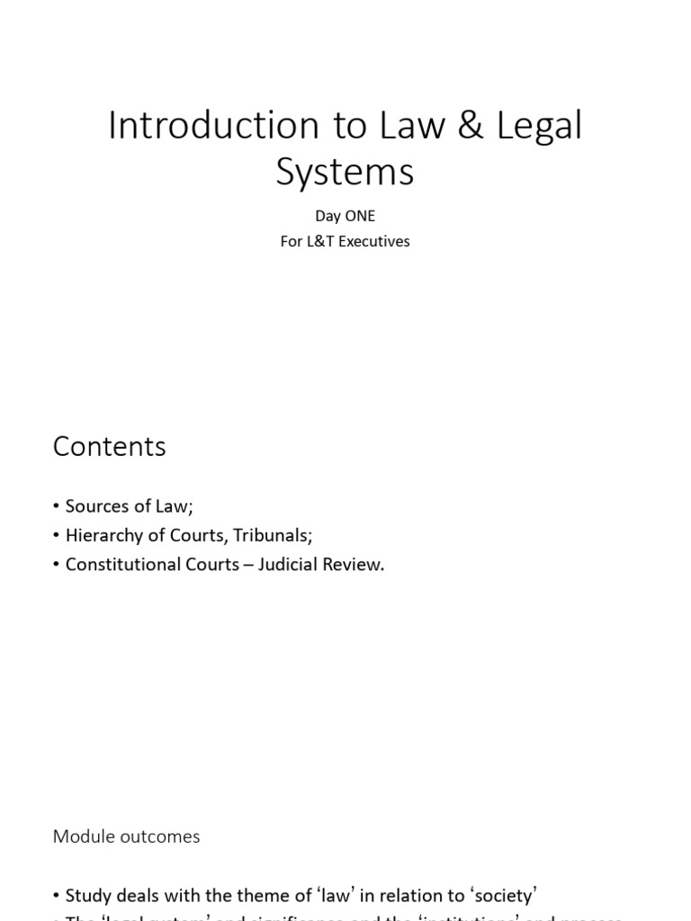 1-Introduction to Law & Legal Systems | PDF | Judicial Review | Sources Of Law