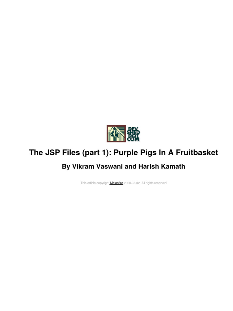 Java - The JSP Files (Part 1) - Purple Pigs in A Fruitbasket by Vikram Vaswani and Harish Kamath ...