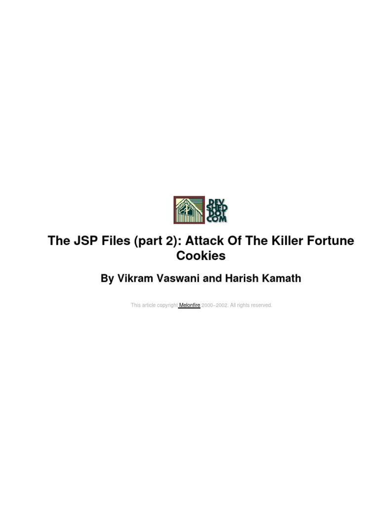 Java - The JSP Files (Part 2) - Attack of The Killer Fortune Cookies by Vikram Vaswani and ...