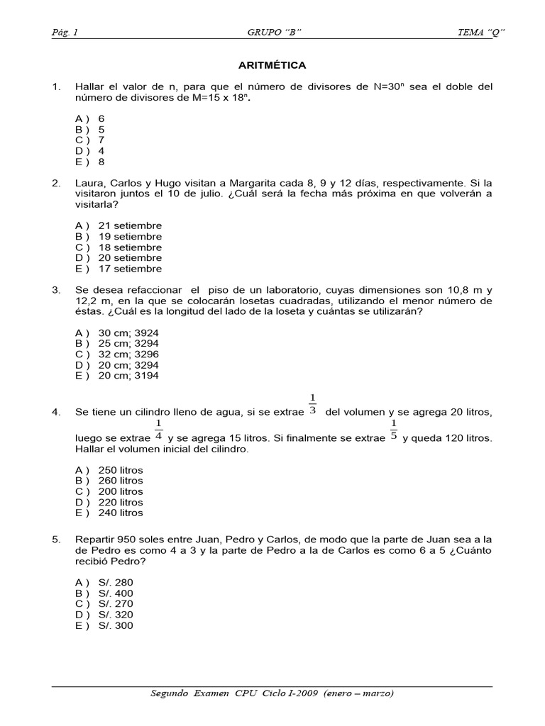 Prueba B-Q | PDF | Perú | Respiración celular