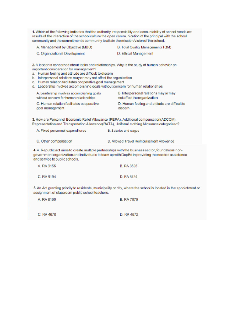 NQUESH Reviewer With Key | PDF