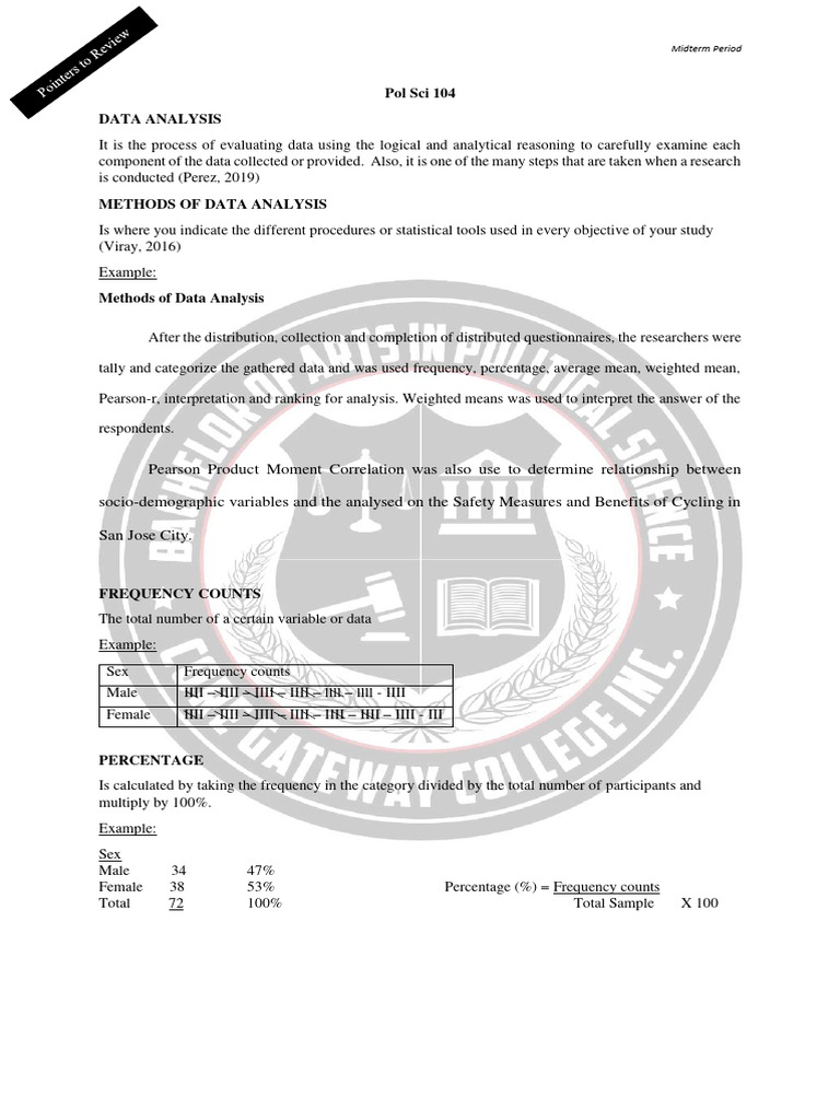 Midterm Pointers To Review Ps104 Pdf Mean Statistics 