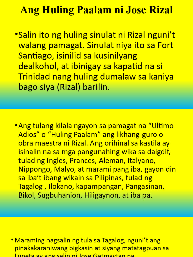 Ang Huling Paalam Ni Jose Rizal | PDF
