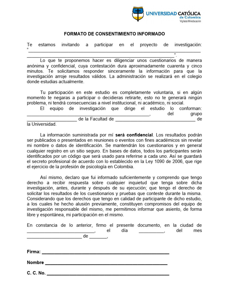Anexo 2 Formato Consentimiento Informado Mayor Edad | PDF | Crecimiento ...