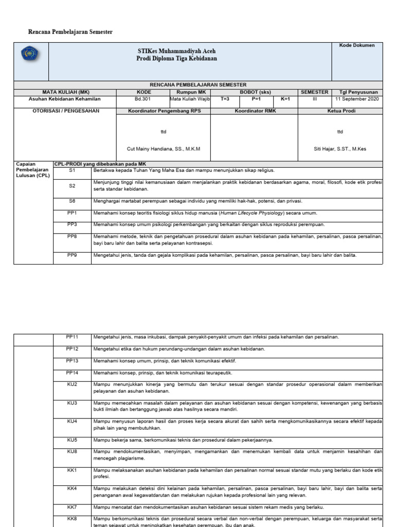 Contoh Format RPS | PDF | Sains & Matematika | Pengembangan Diri