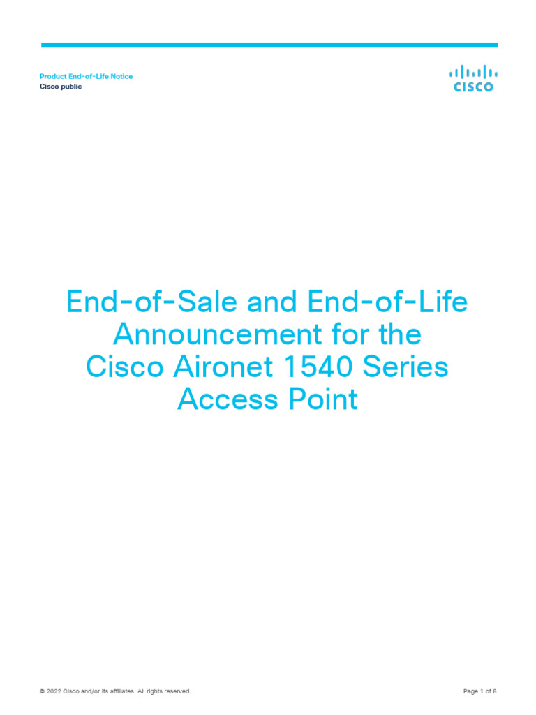 Cisco Aironet 1540 Series EOL Notice | PDF | Vulnerability (Computing ...