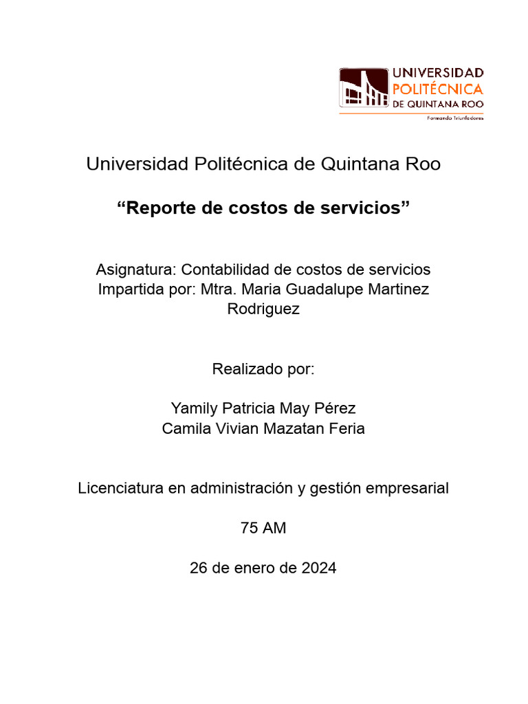 Reporte de Costos | PDF | Calidad (comercial) | Business