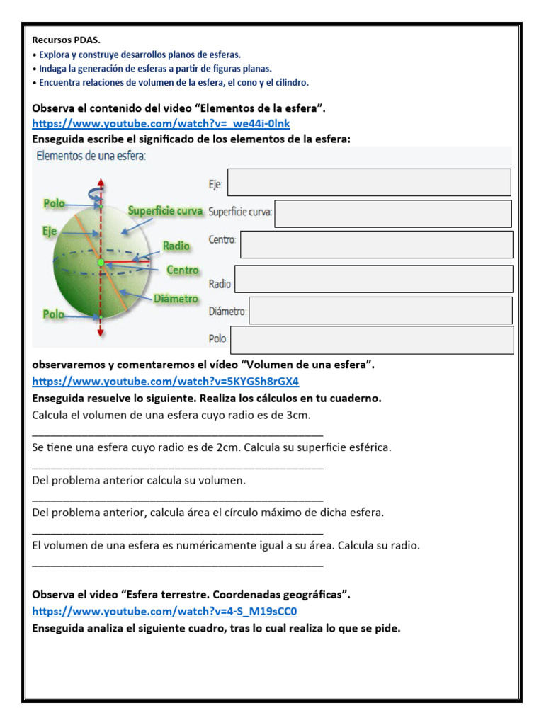 Desarrollo de Esferas y Volúmenes | PDF | Esfera | Volumen
