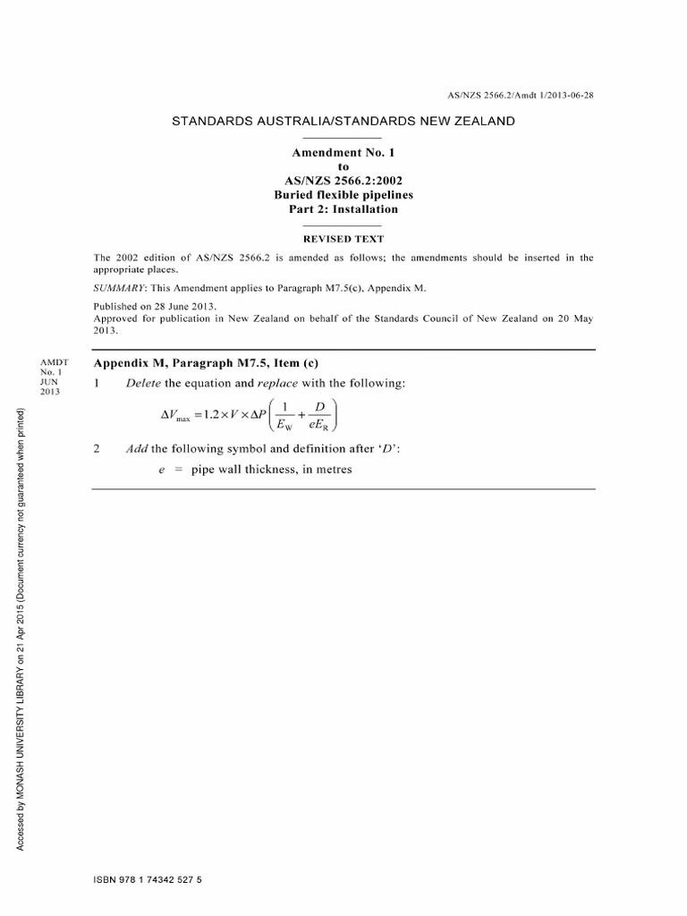 ASNZS 2566.2 2002 Buried Flexible Pipelines Part 2 Installation Amendment 1 | PDF