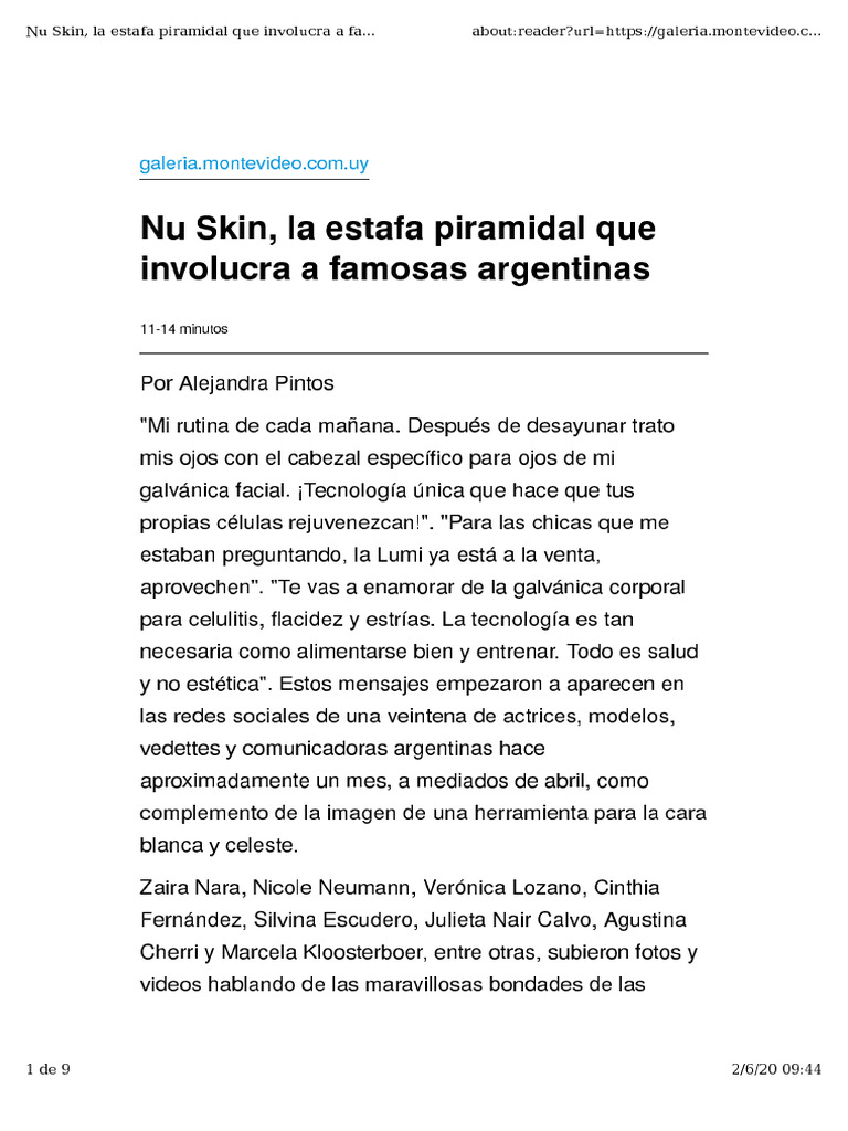 Nu Skin La Estafa Piramidal Que Involucra A Famosas Argentinas | PDF